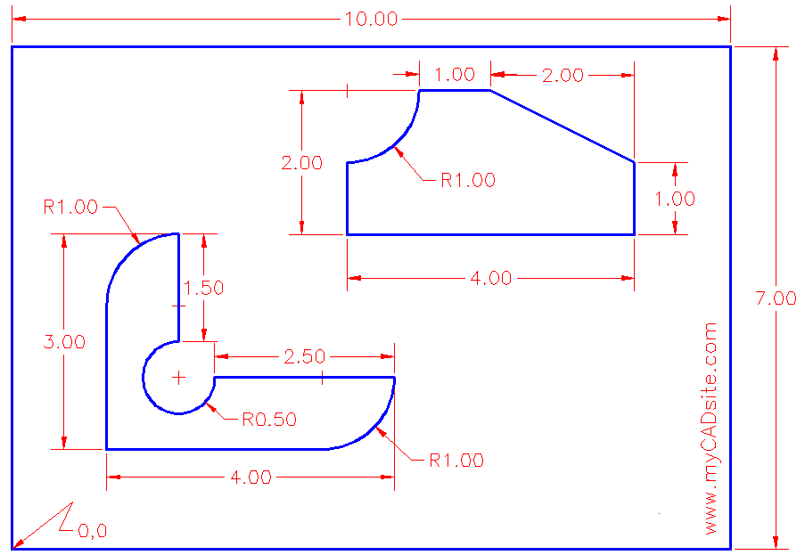 Rotate, Fillet, Chamfer, Array AutoCAD tutorial and video